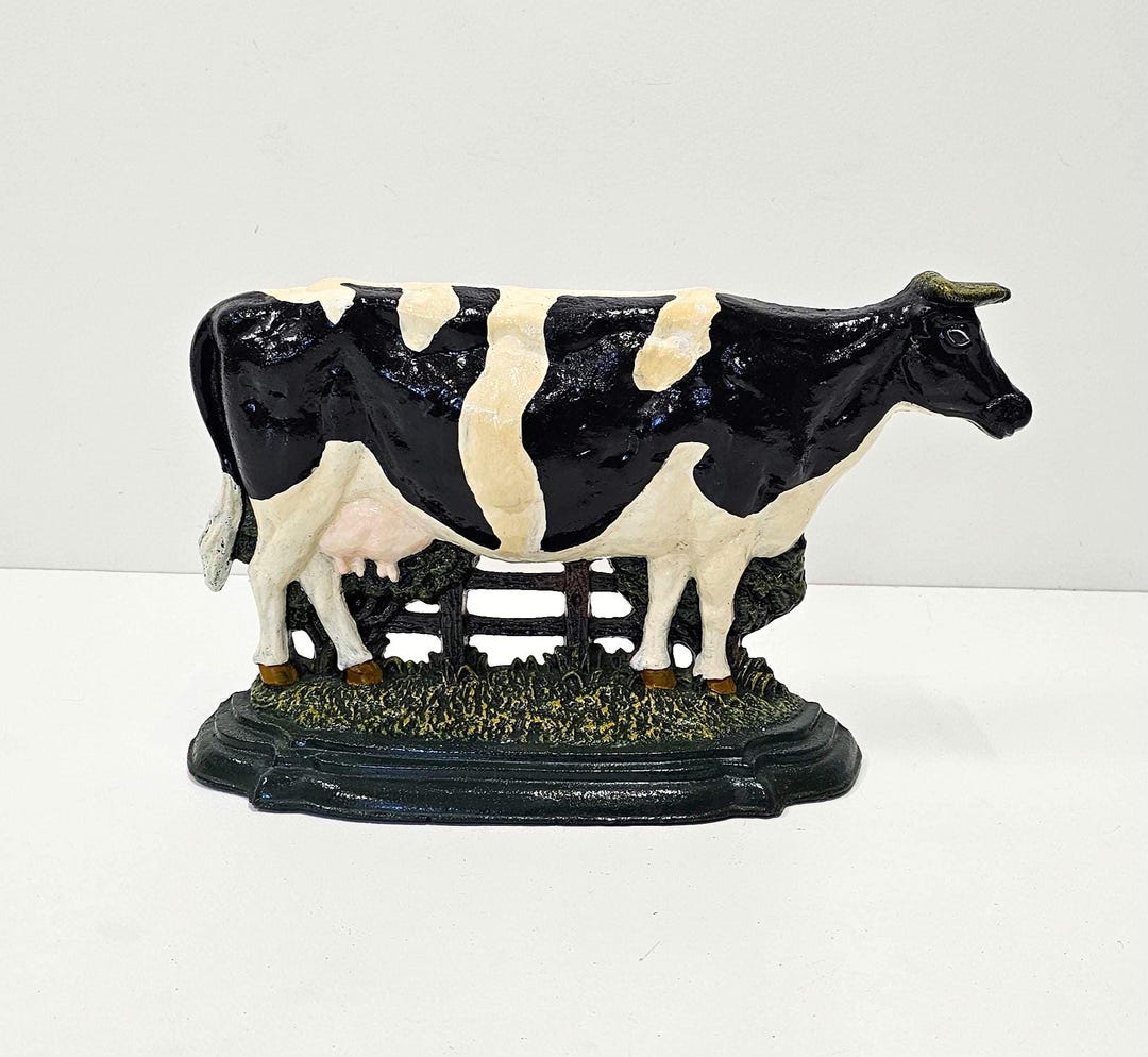 Vintage Cast Iron Cow Doorstop Decor - Cow Sculpture - Etsy