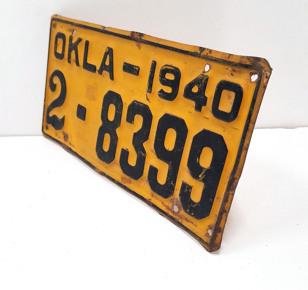 Vintage 1940 Oklahoma License Plate Tulsa County Yellow and Black - Etsy