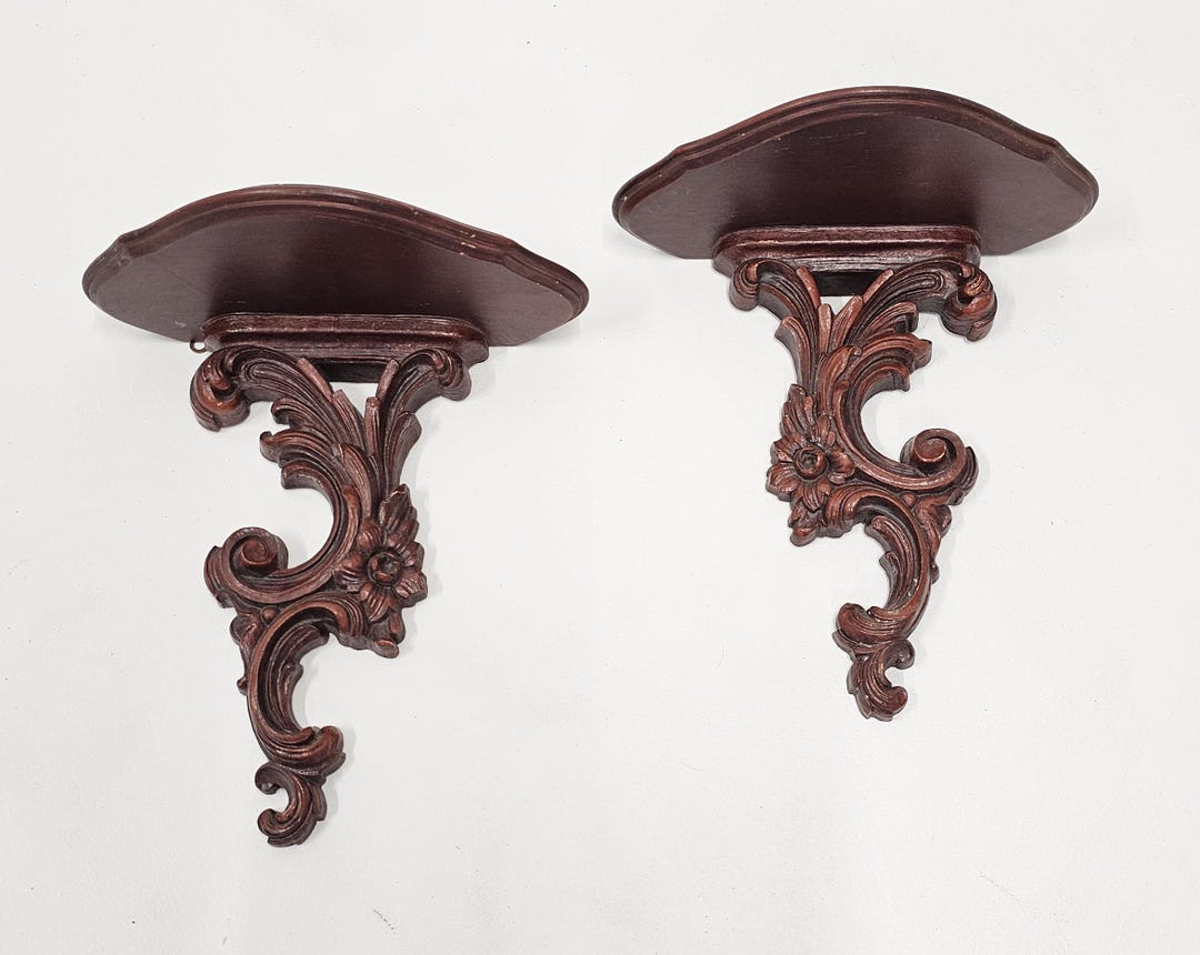 Vintage Syroco Wood Shelves With Ornate Flower and Leaf Organic Base - Etsy