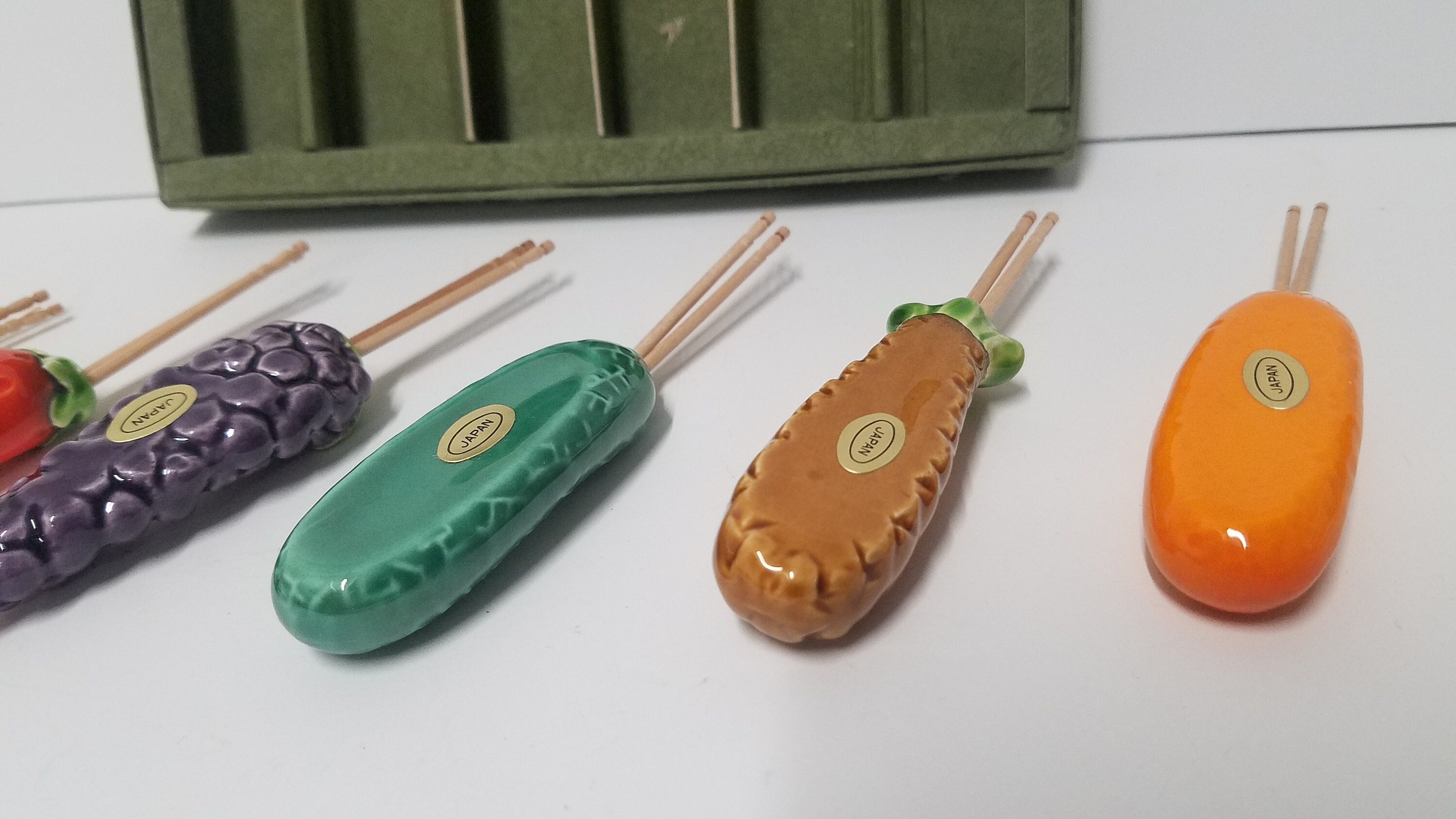 Vintage Mid-century Fancy Hashioki Sushi Chopstick Holder Ceramic Set ...