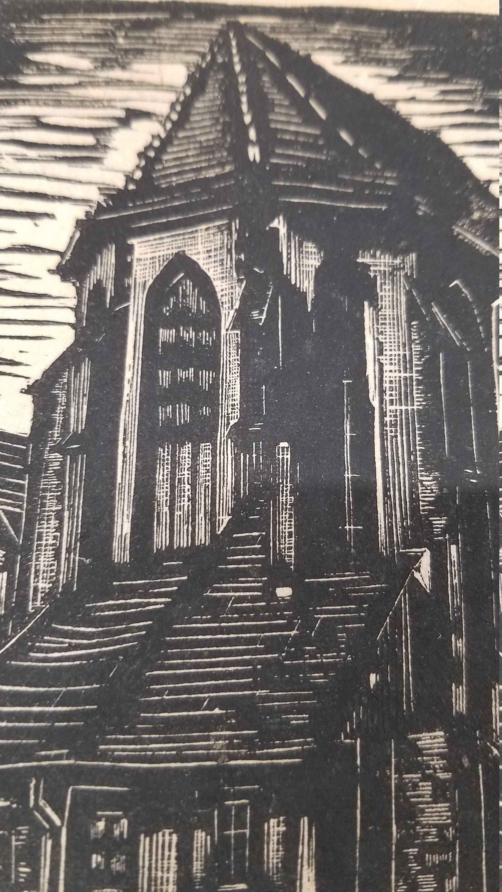 Vintage Woodcut of a Gothic German Church German Expressionist - Etsy