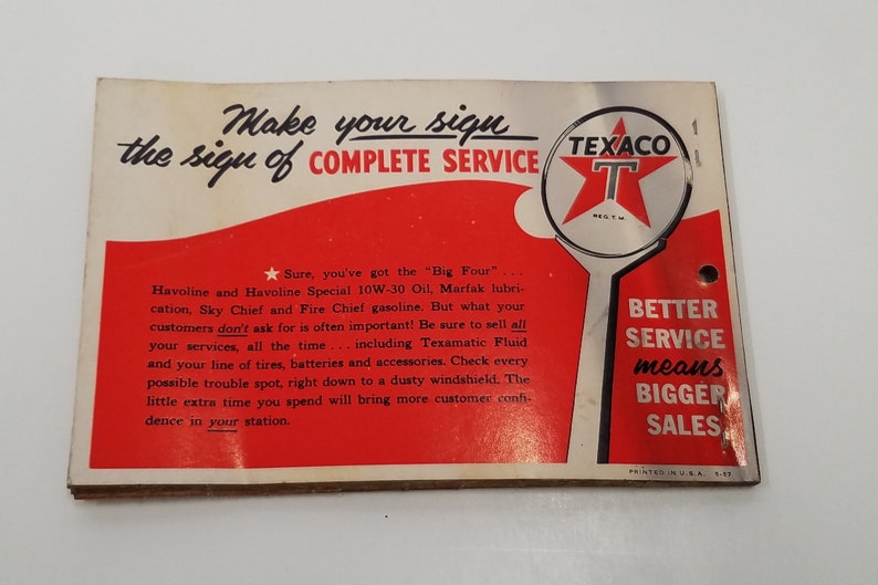 Vintage Texaco Marfak Lubrication Reminder Tag Book - Chicago Show ...