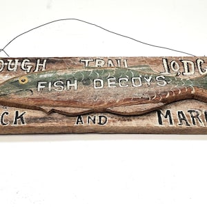 Vintage Fish Decoy Sign - Rough Trail Lodge - Dock and Marina Sign - Etsy