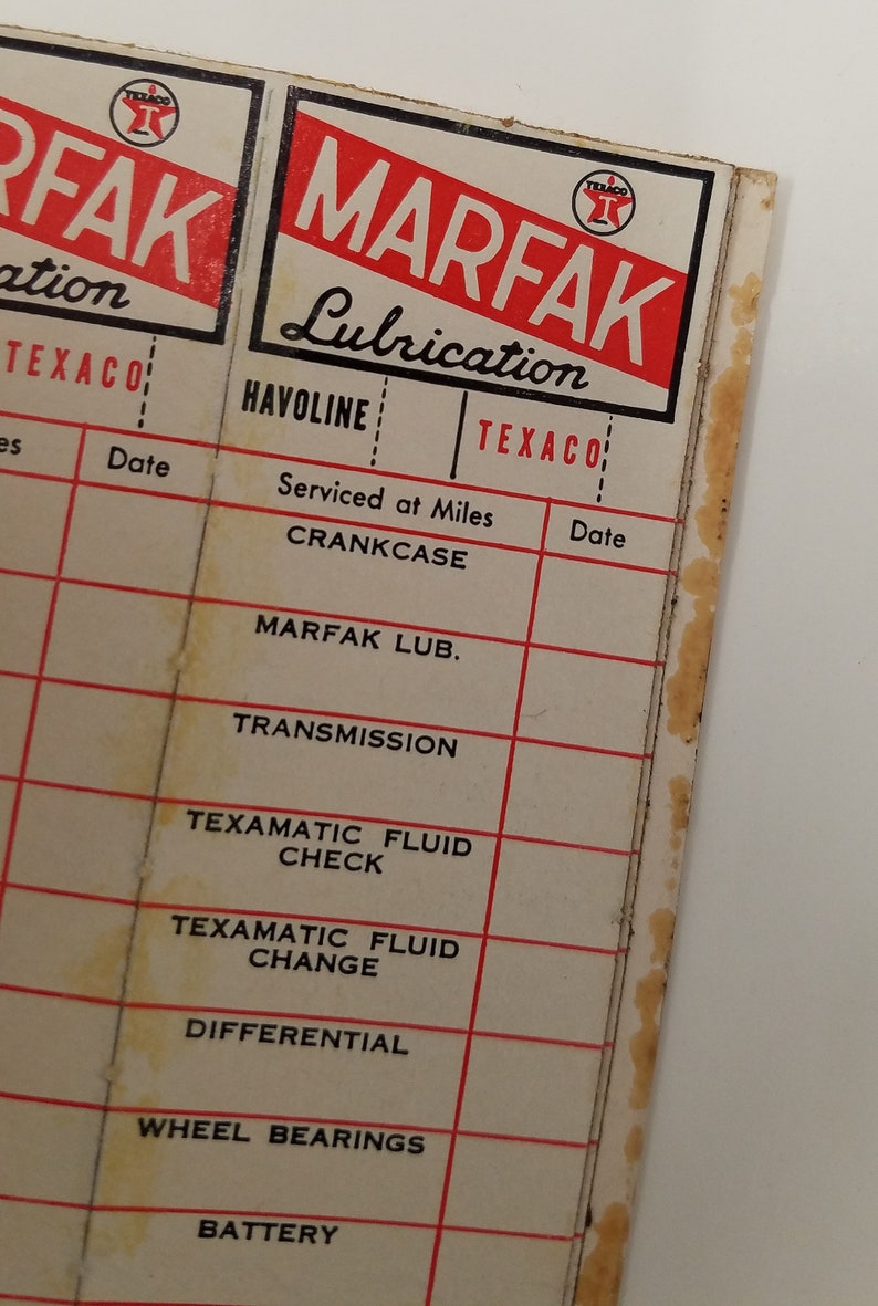 Vintage Texaco Marfak Lubrication Reminder Tag Book - Chicago Show ...