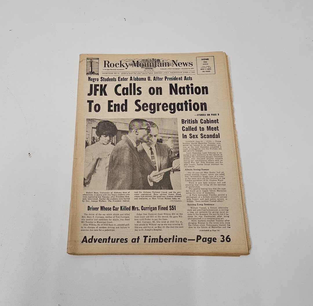 Vintage JFK Desegregation Rocky Mountain News June 12, 1963 Medgar ...