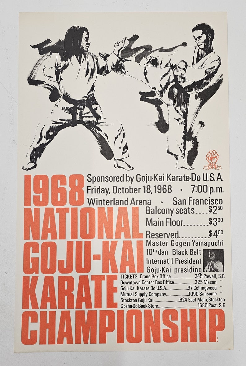 Vintage 1968 Goju-kai National Karate Championship Poster - Gogen ...