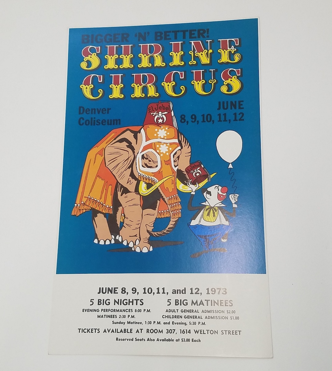 Vintage 1973 Shriner's Circus Poster - Denver Coliseum - Shrine Circus ...