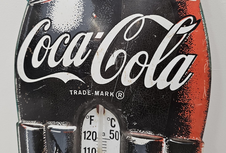Vintage Metal Coca-cola Bottle Coke Thermometer LARGE Sign - Etsy