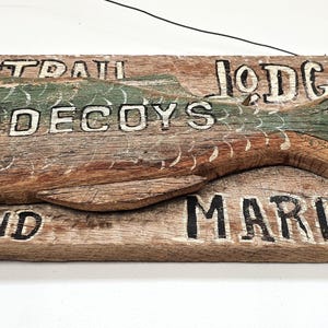Vintage Fish Decoy Sign - Rough Trail Lodge - Dock and Marina Sign - Etsy
