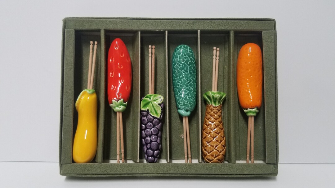 Vintage Mid-century Fancy Hashioki Sushi Chopstick Holder Ceramic Set ...