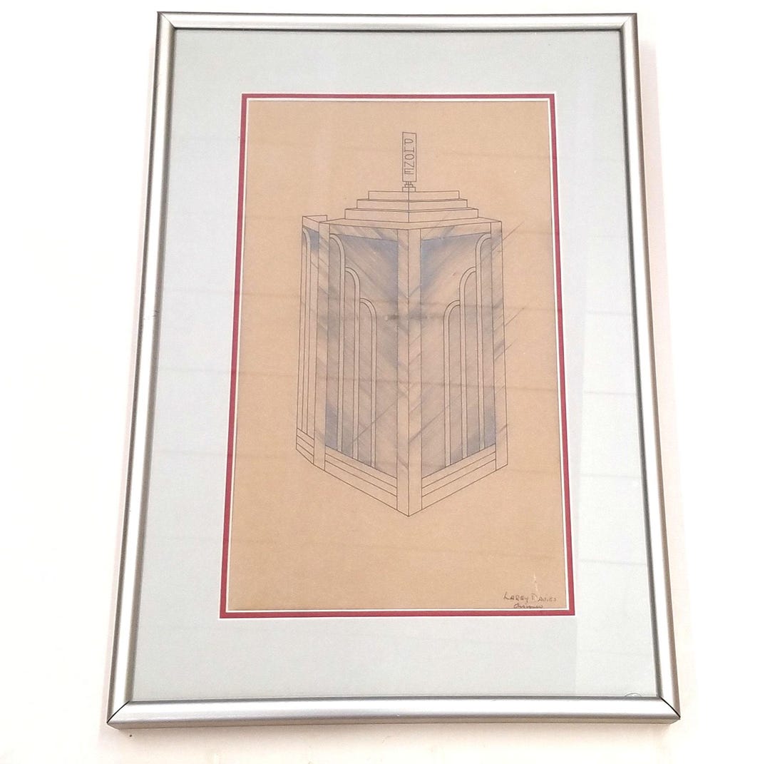 Vintage Art Deco Original Phone Booth Design Drawing by Larry Davies - Etsy