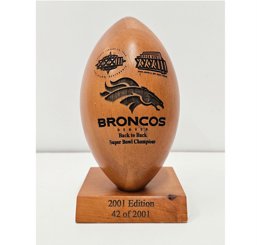 Vintage Denver Broncos Cherry Wood Football Sculpture: Super Bowl ...