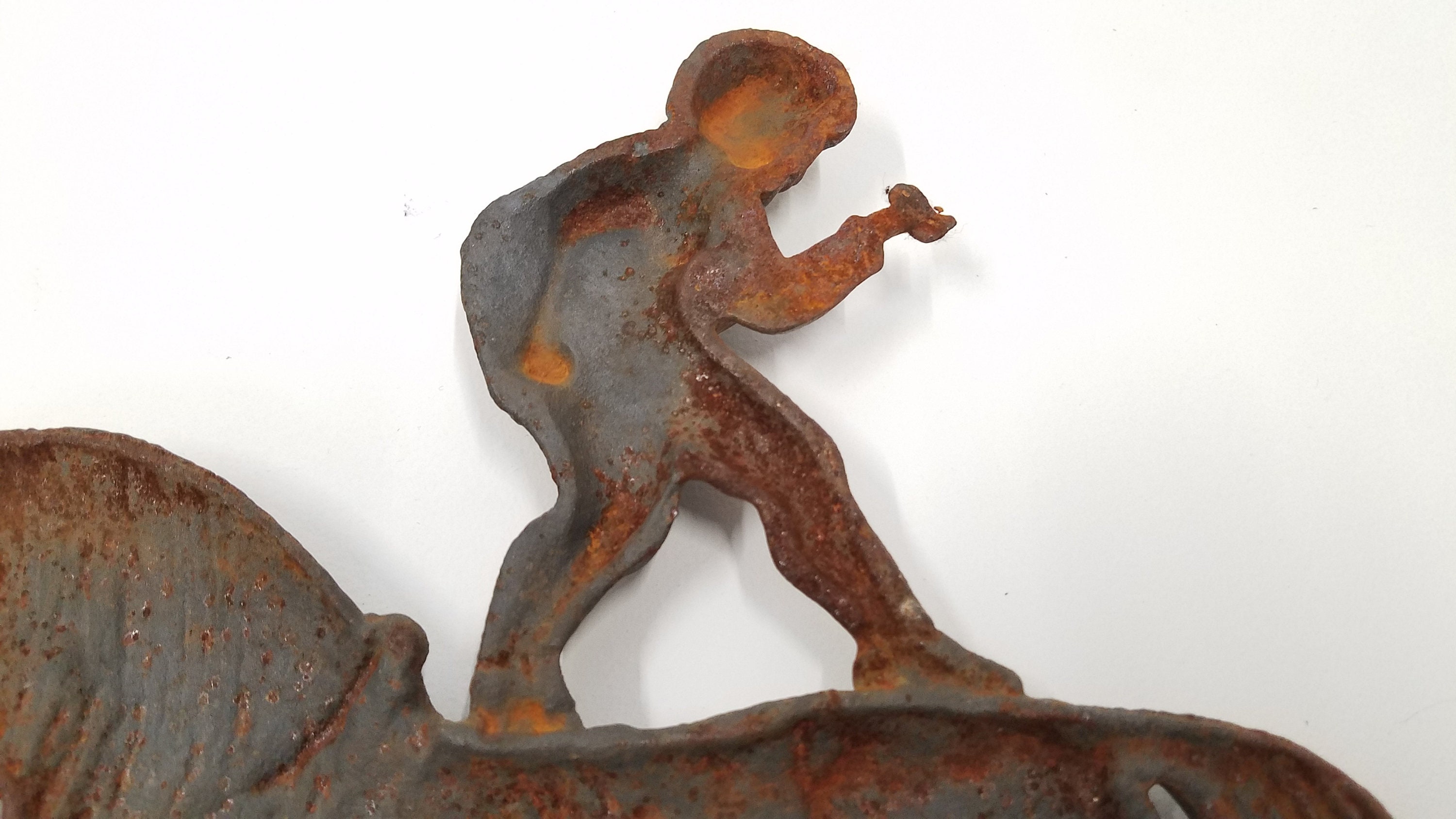 Vintage and Rare Cast Iron Horse and Putti Sculpture Livery Stable Sign ...