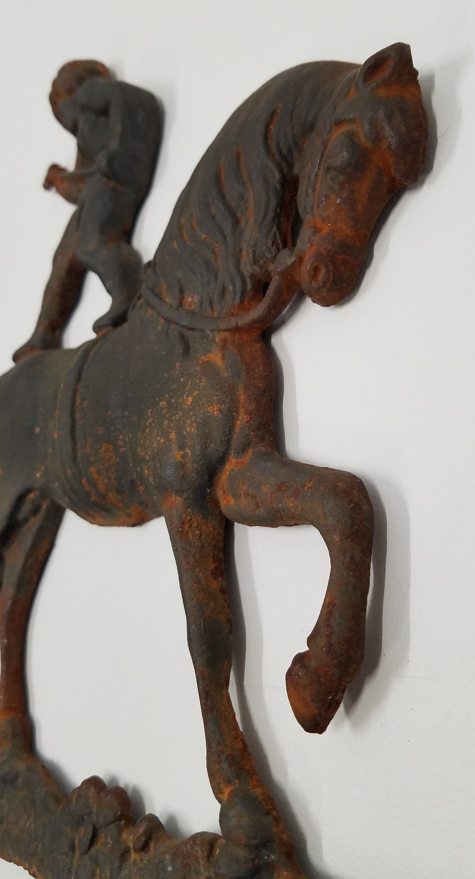 Vintage and Rare Cast Iron Horse and Putti Sculpture Livery Stable Sign ...