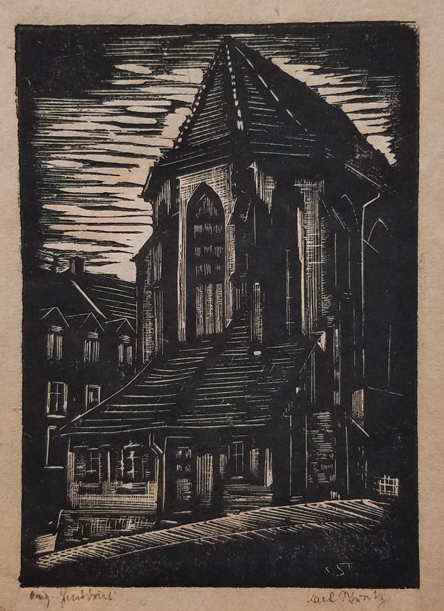 Vintage Woodcut of a Gothic German Church German Expressionist - Etsy