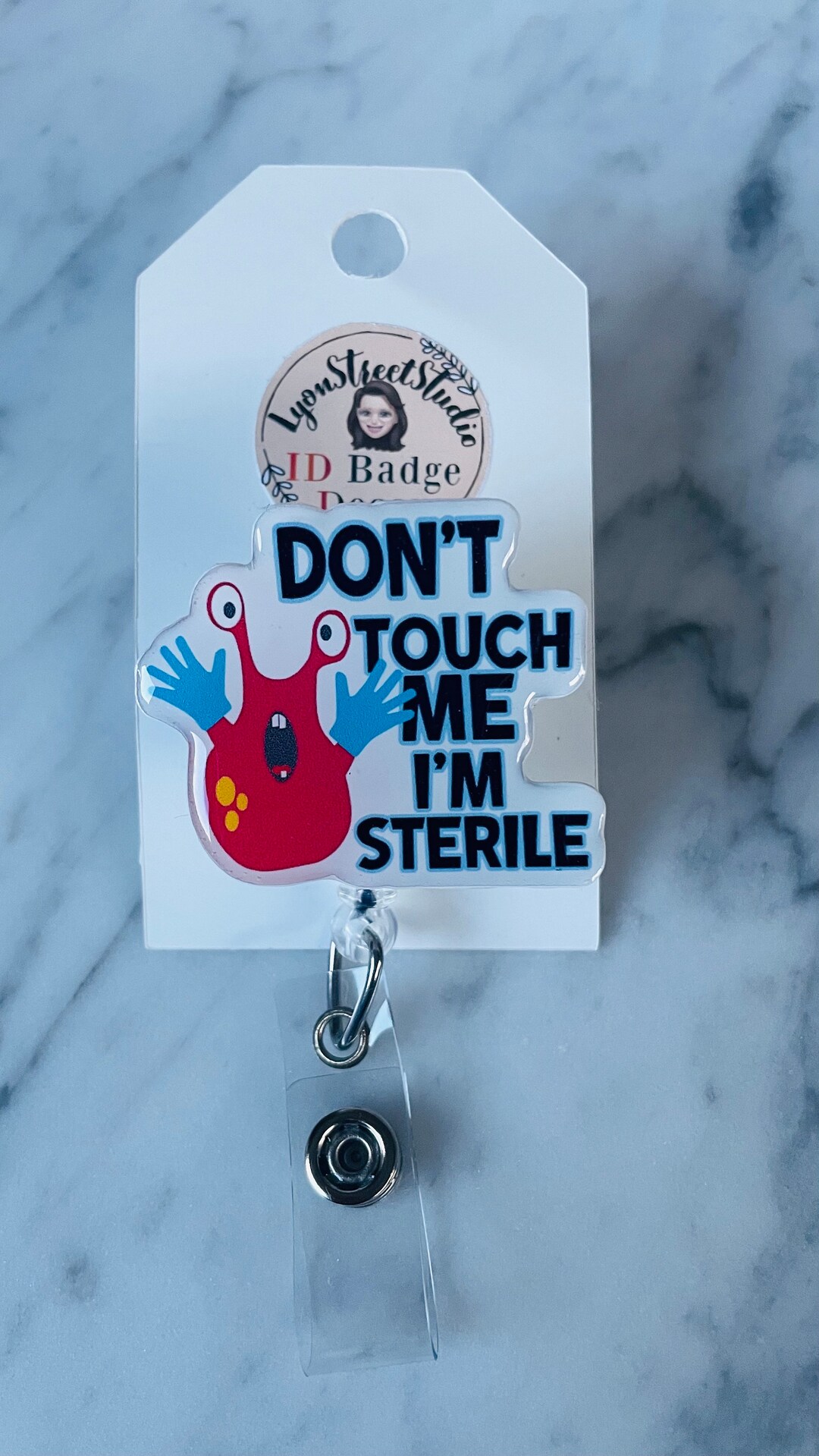 Sterile Monster ID Badge Reel: "don't Touch Me" Surgery Accessory - Etsy