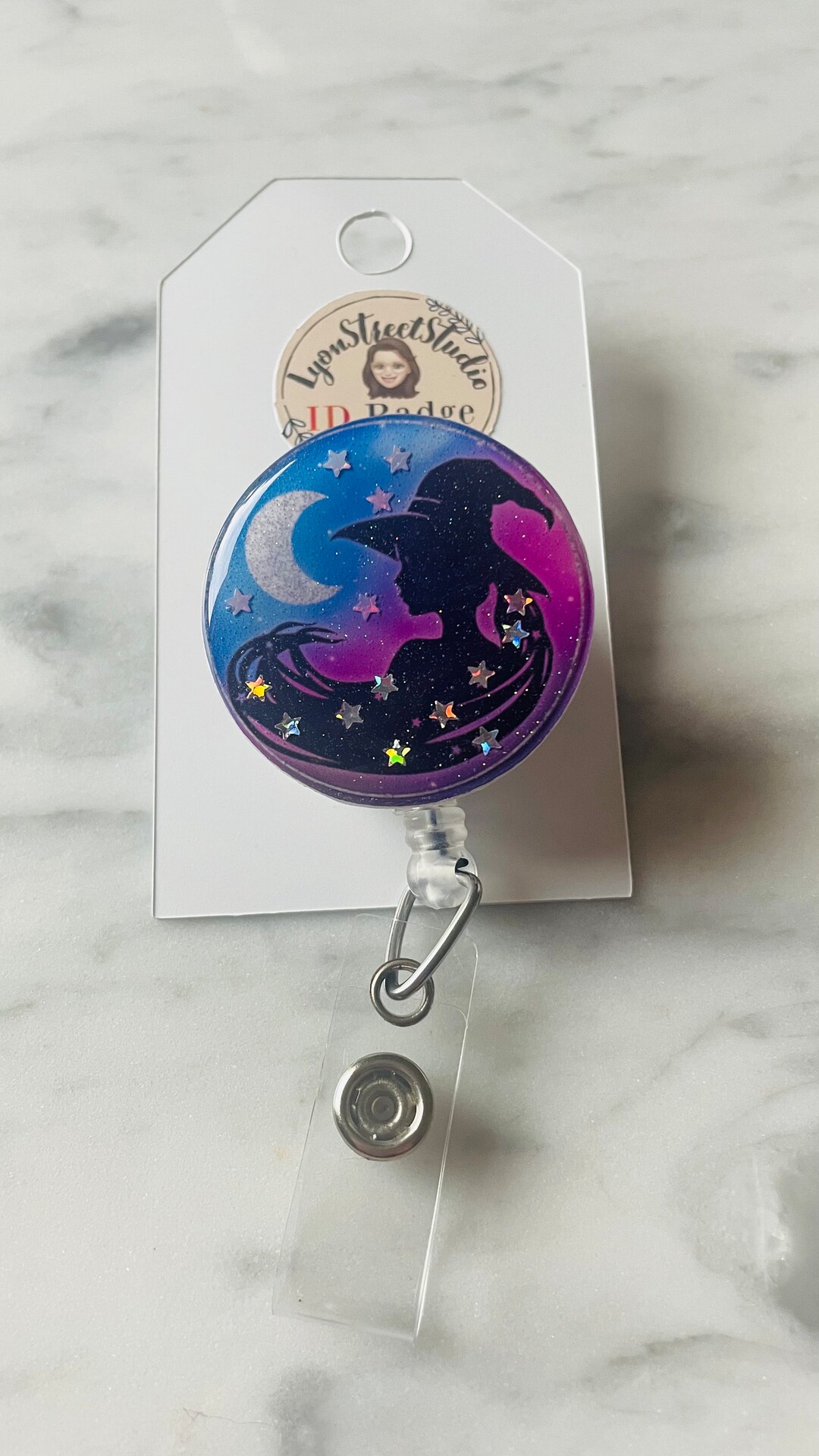 Celestial Witch Retractable ID Badge Reel: Moon & Stars - Etsy