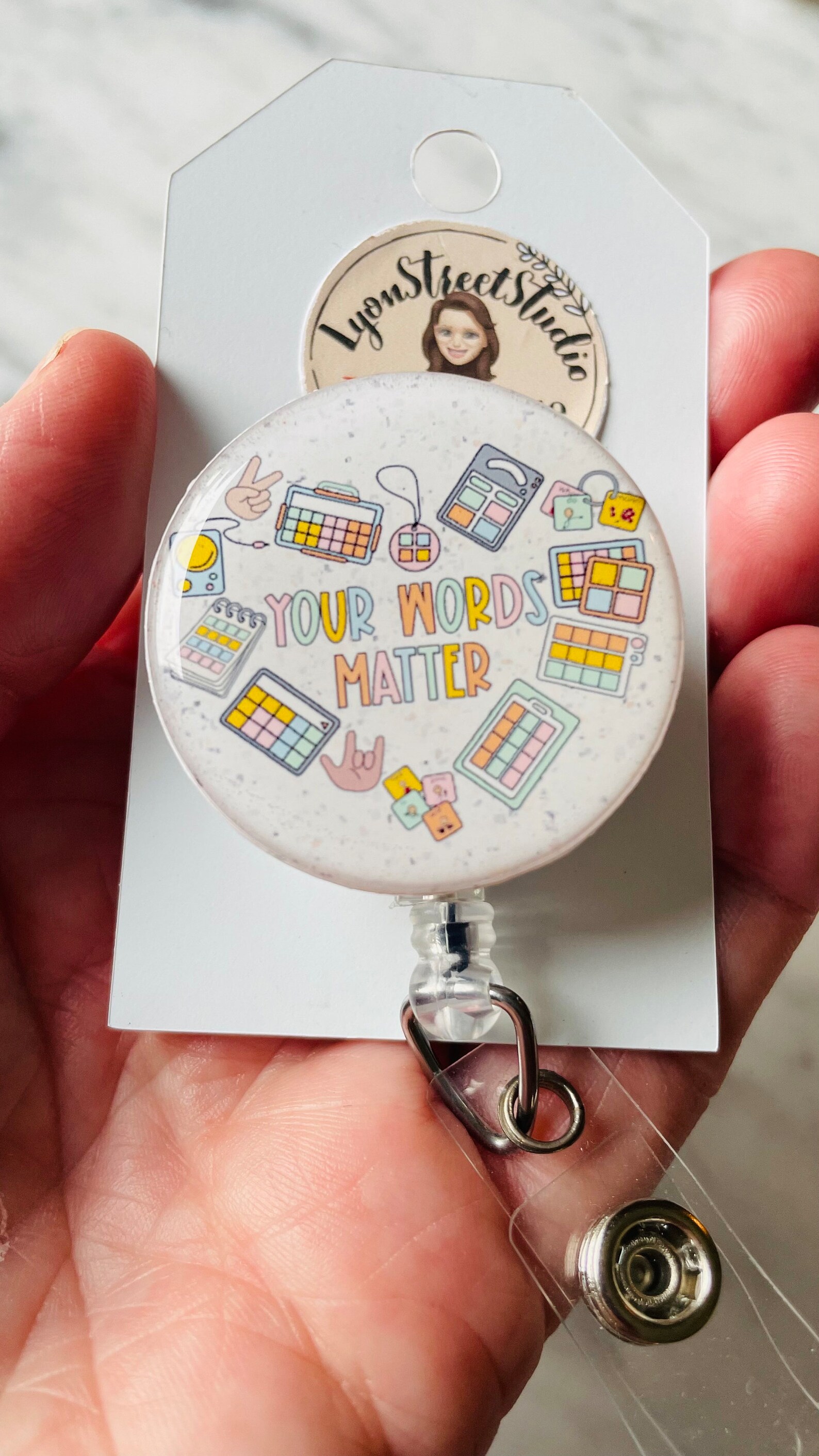 Words Matter ID Badge Reel: Speech Therapy SLP Retractable Badge - Etsy
