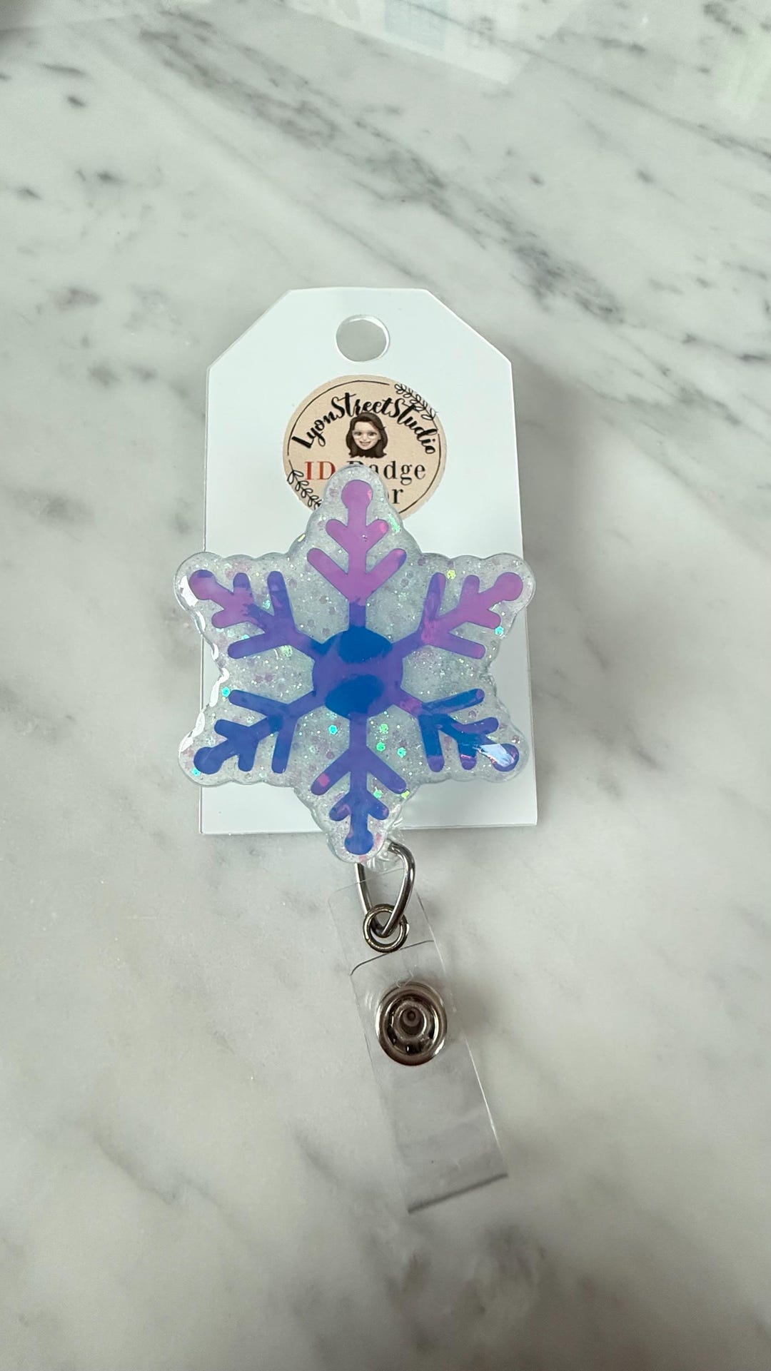 Iridescent Snowflake ID Badge Reel: Winter Work Accessory - Etsy