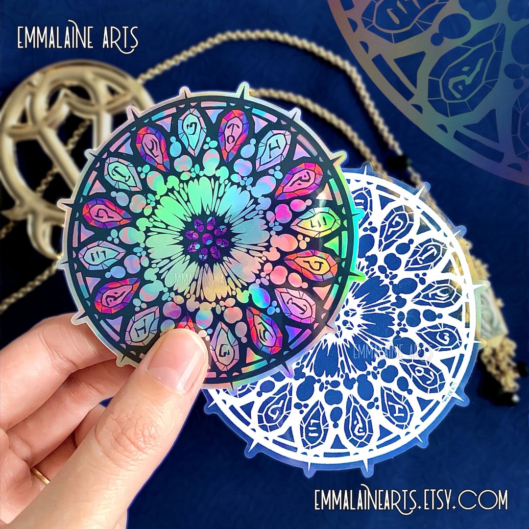 Gothic Rune Rose Window Arcane Sticker- Holographic or Transparent - Etsy