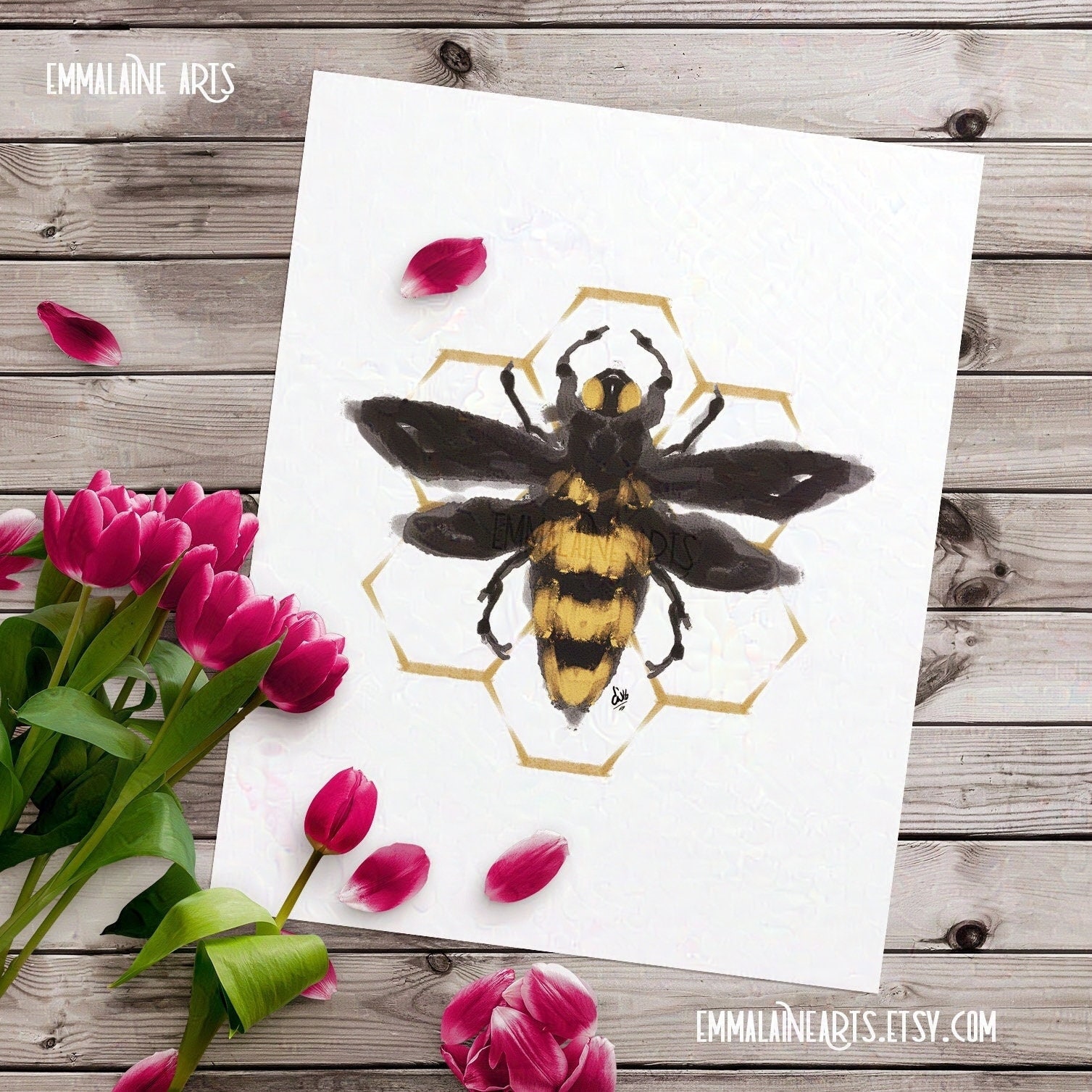 ABEILLE Geometric Bug Artprint| Honey Bumblebee Decor| Geometric ...