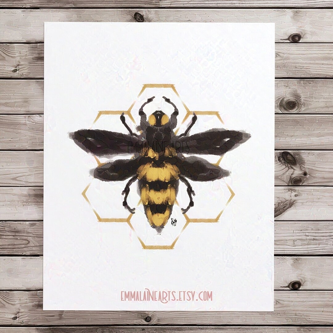ABEILLE Geometric Bug Artprint| Honey Bumblebee Decor| Geometric ...