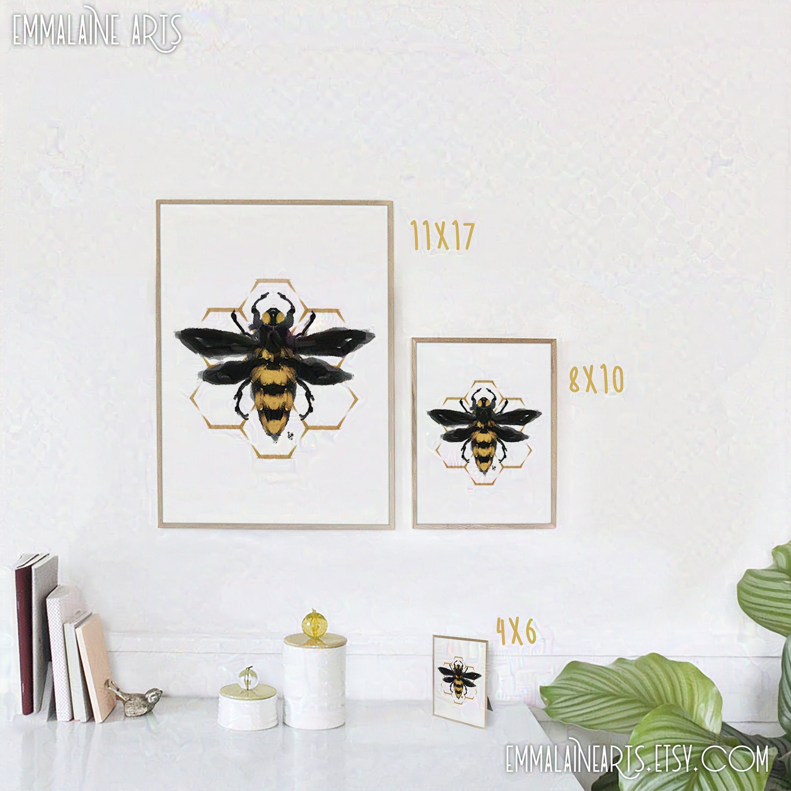ABEILLE Geometric Bug Artprint| Honey Bumblebee Decor| Geometric ...