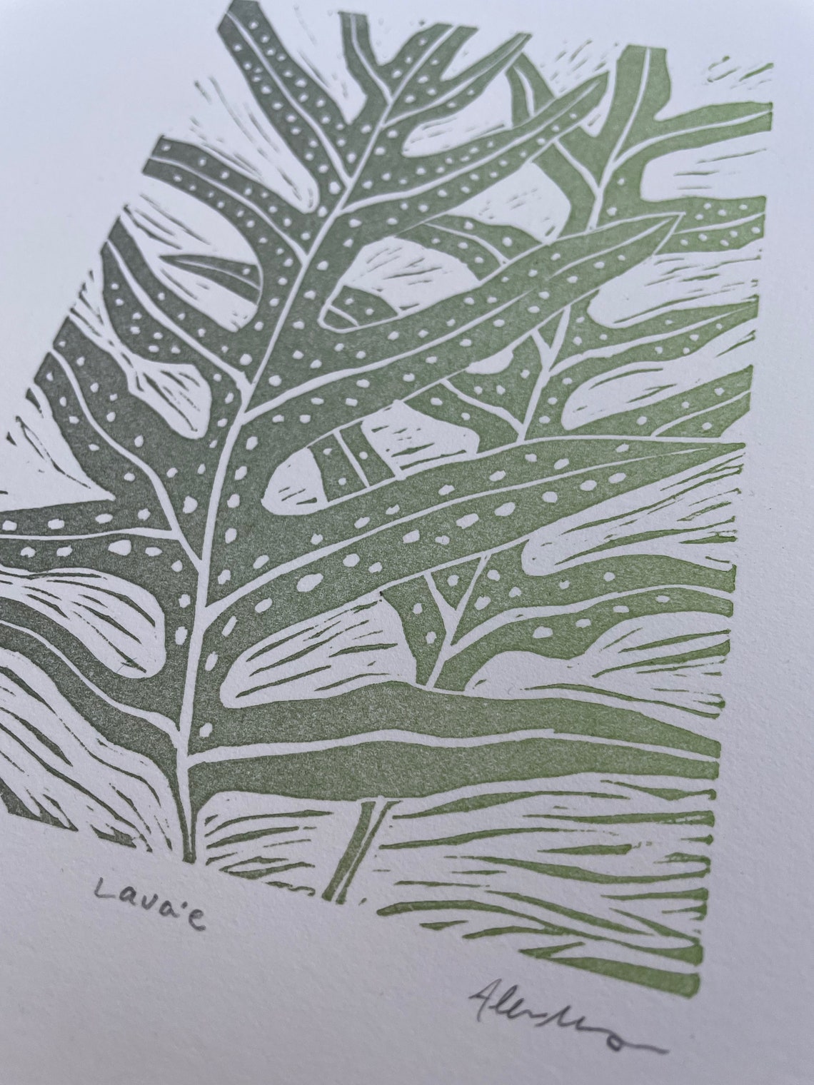 Woodblock Print | Laua'e Fern - Etsy