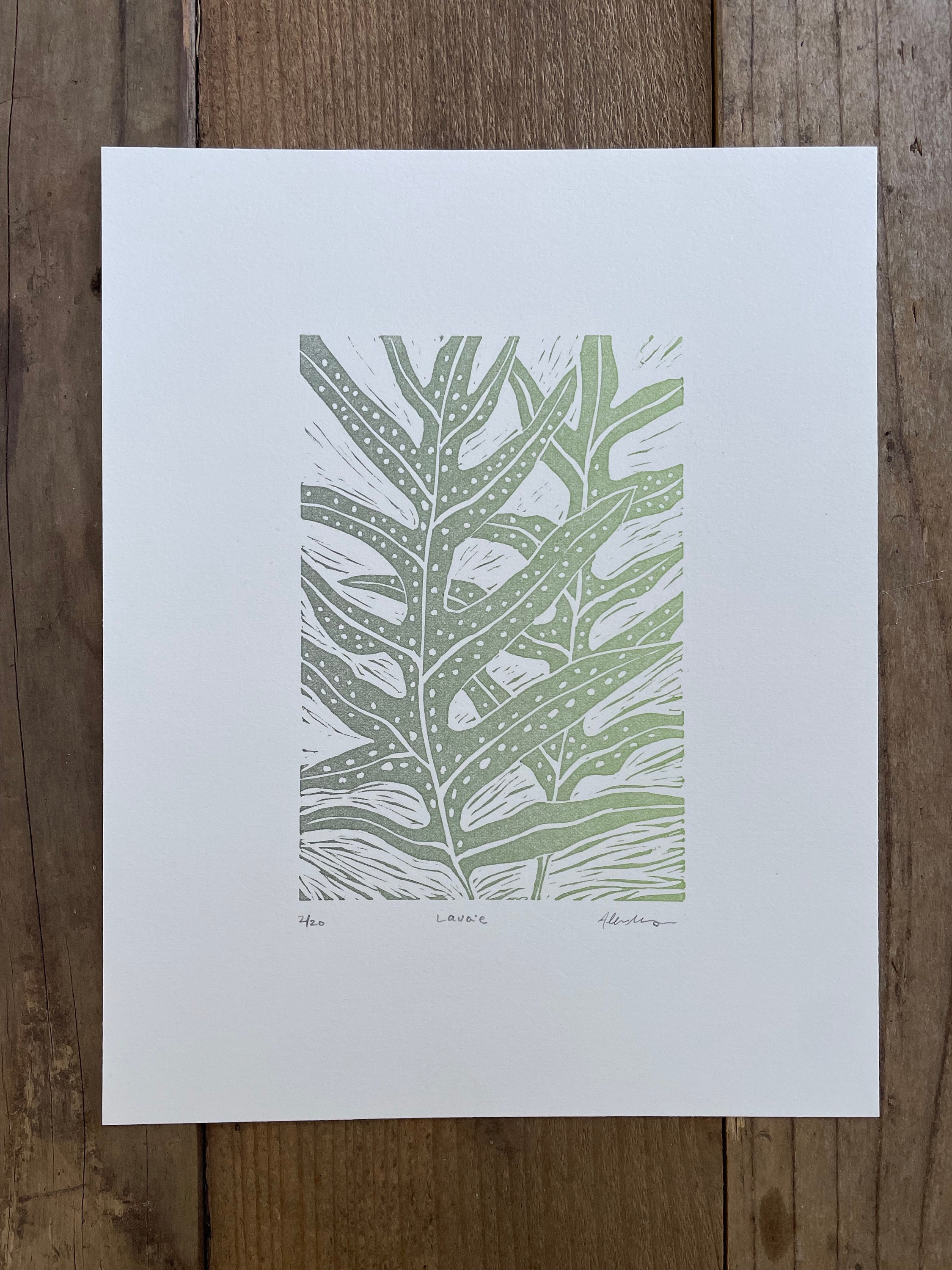 Woodblock Print | Laua'e Fern - Etsy