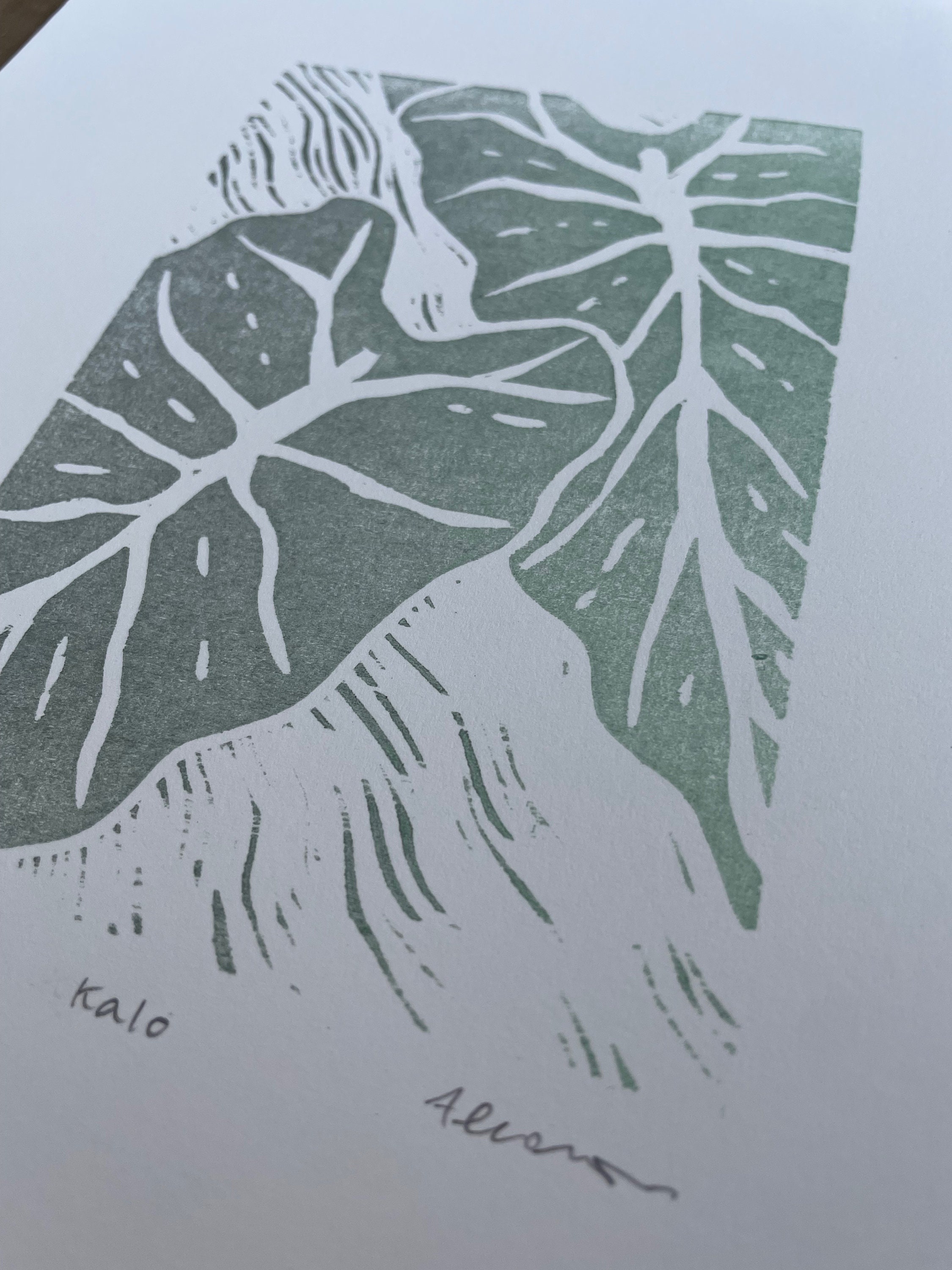 Woodblock Print | Kalo Leaf - Etsy