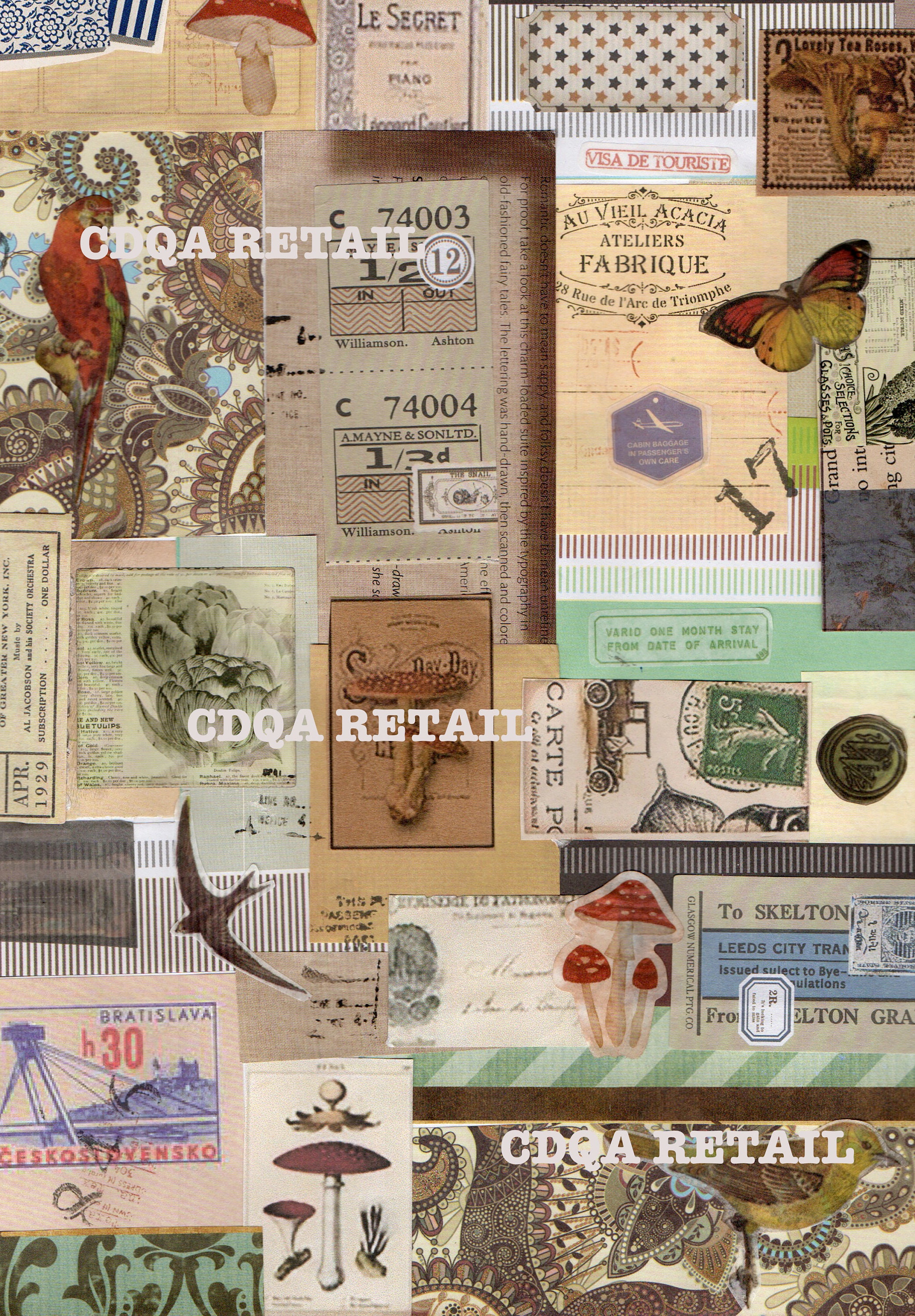 Digital Prints Collage Art Masterboard Nature Vintage Garden Themed ...