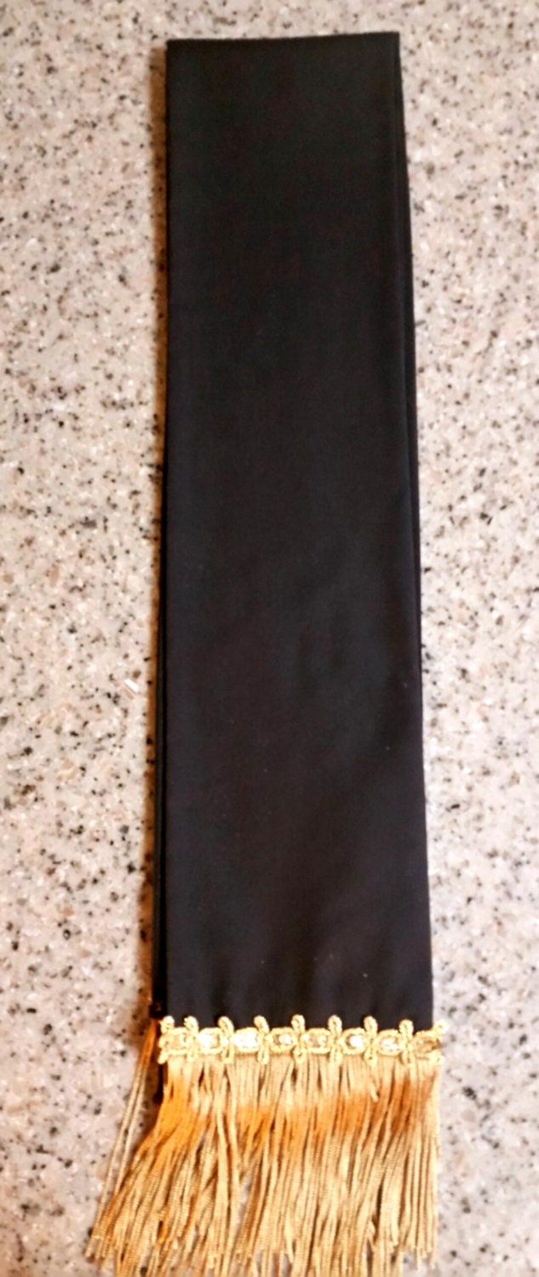 Black Costume Sash: Cotton With Gold Fringe & Trim - Etsy