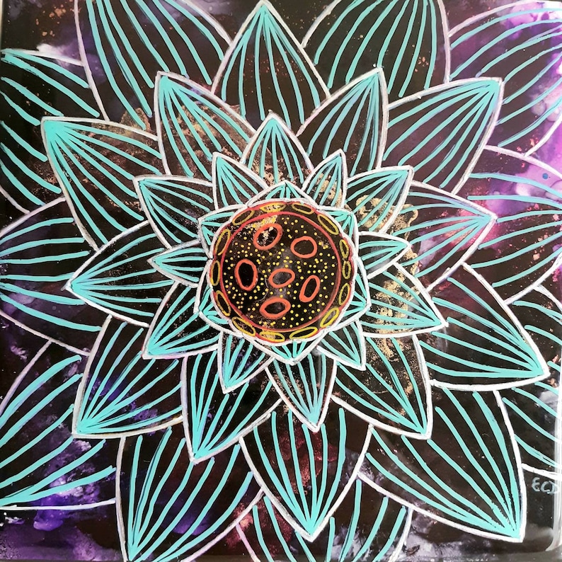 Azulejo de arte de cerámica de flor de loto, salvamanteles de azulejo ...