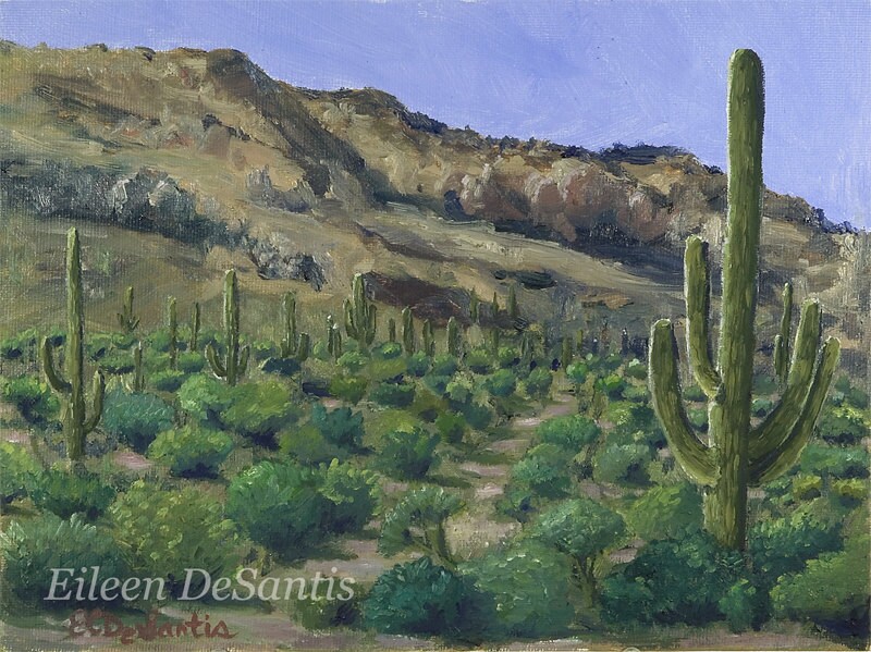 9x12 Sonoran Desert Painting, Saguaro Cactus Painting, Desert Landscape ...