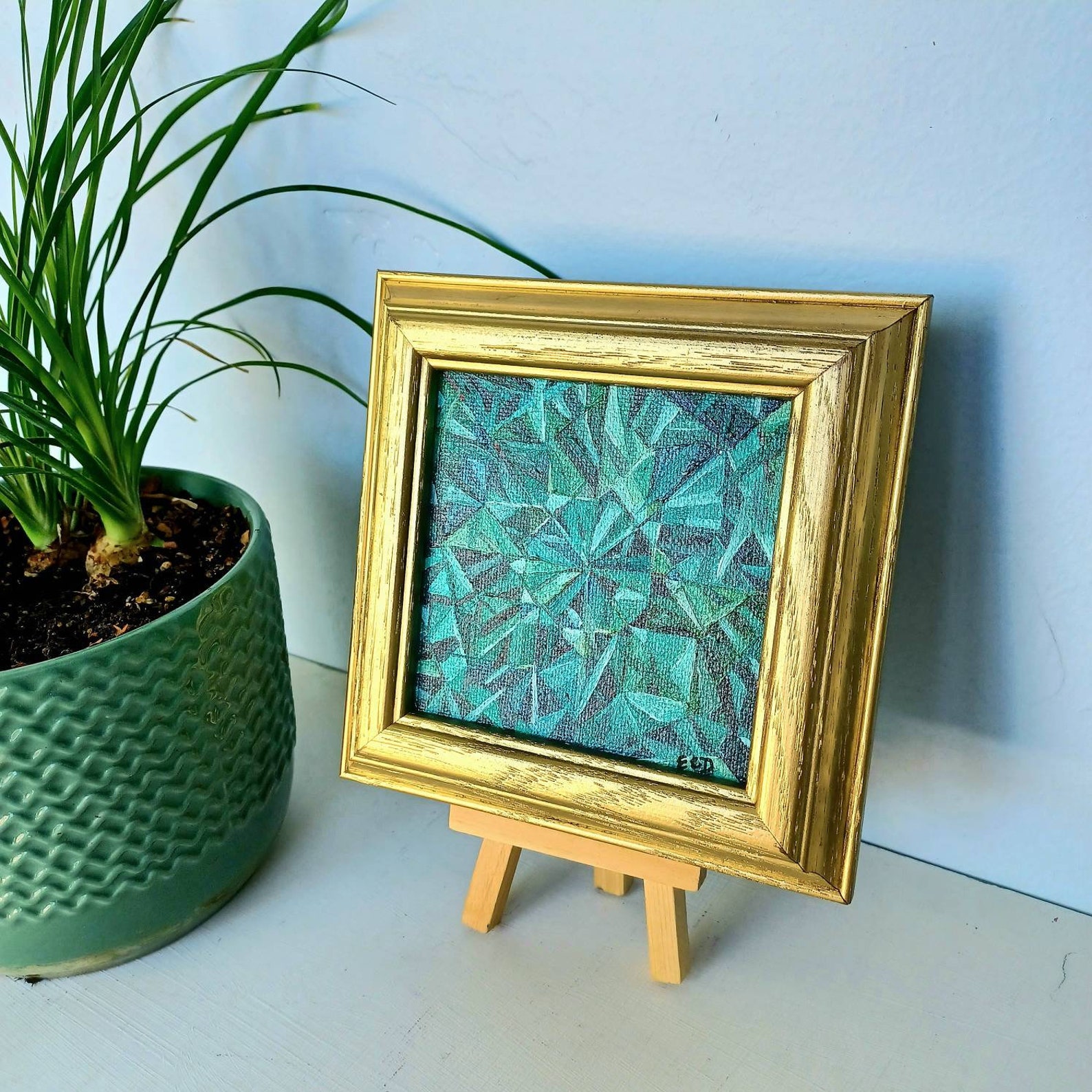 Faceted Gemstone Emerald Art Emerald Oil Painting Ready to - Etsy