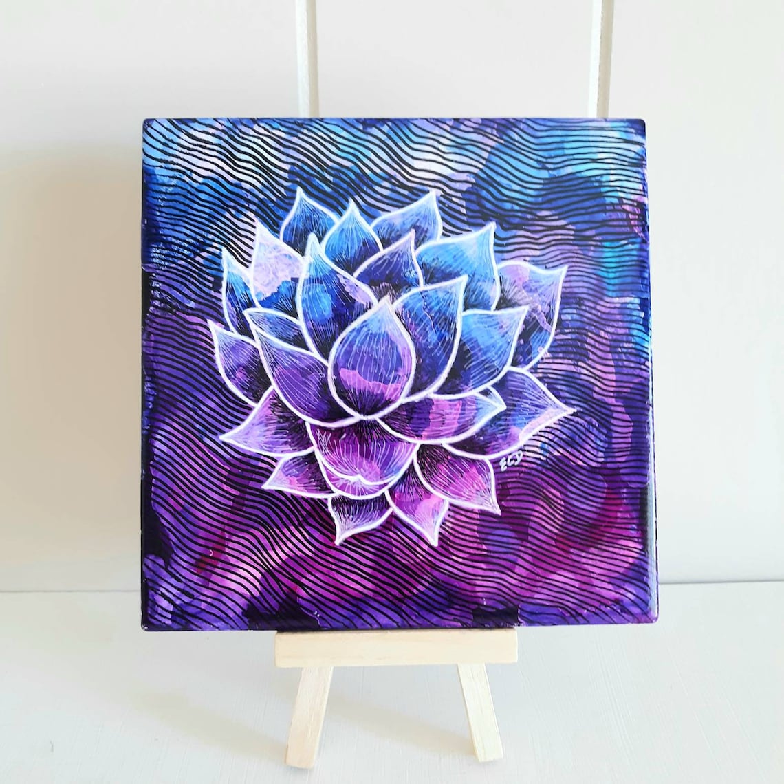 Lotus Flower Ceramic Art Tile, 6" X 6" Art Tile Trivet, Buddhism Art ...