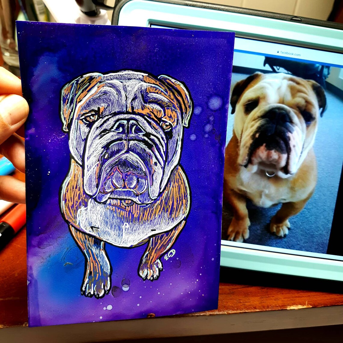 Custom Portrait Painting Using Alcohol Inks and Posca Pens, Portraiture ...