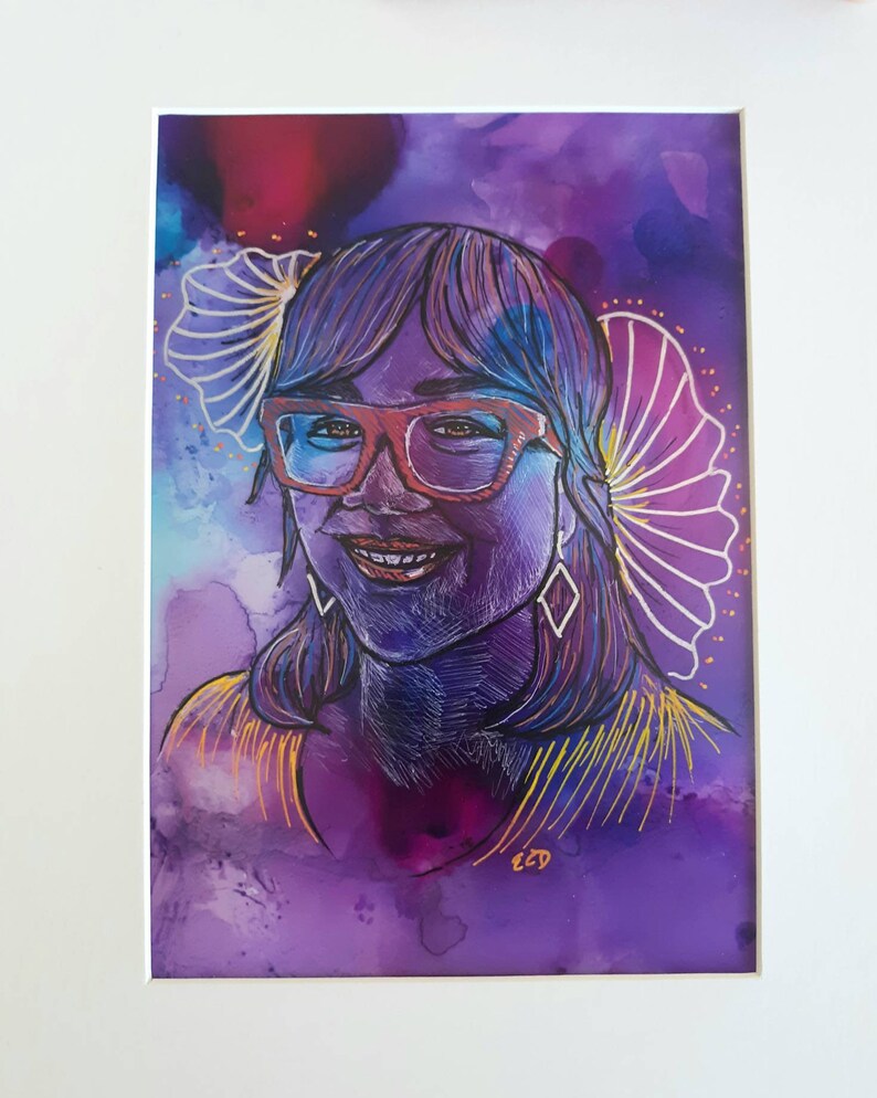 Custom Portrait Painting Using Alcohol Inks and Posca Pens, Portraiture ...