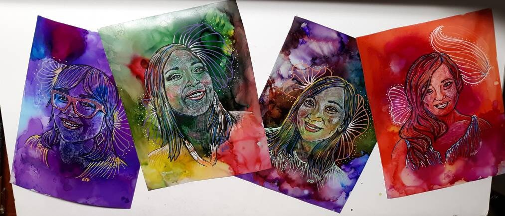 Custom Portrait Painting Using Alcohol Inks and Posca Pens, Portraiture ...