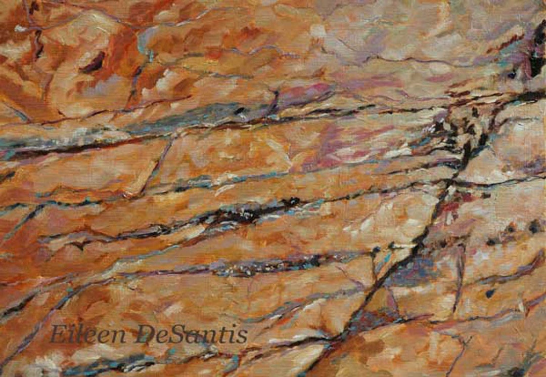 Original Abstract Rock Oil Painting, Boulder Painting, Rock Texture Art ...