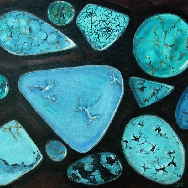 Turquoise Painting - Etsy