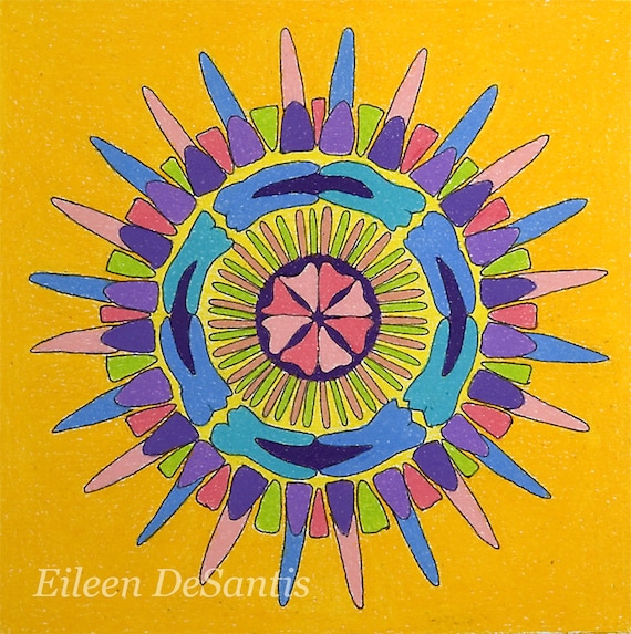 5.75 x 5.75 Small original mandala teeth drawing dental art | Etsy