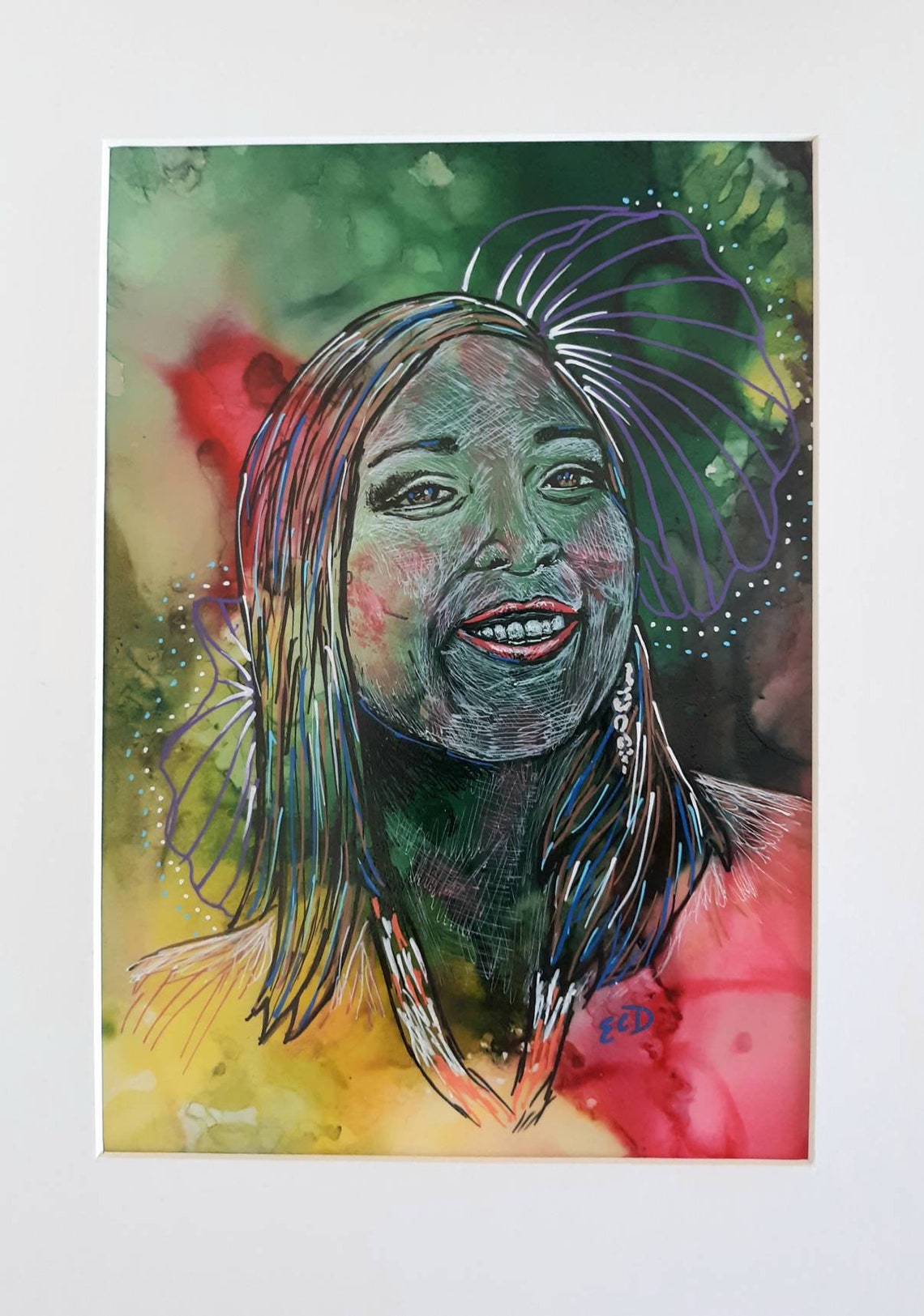 Custom Portrait Painting Using Alcohol Inks and Posca Pens, Portraiture ...