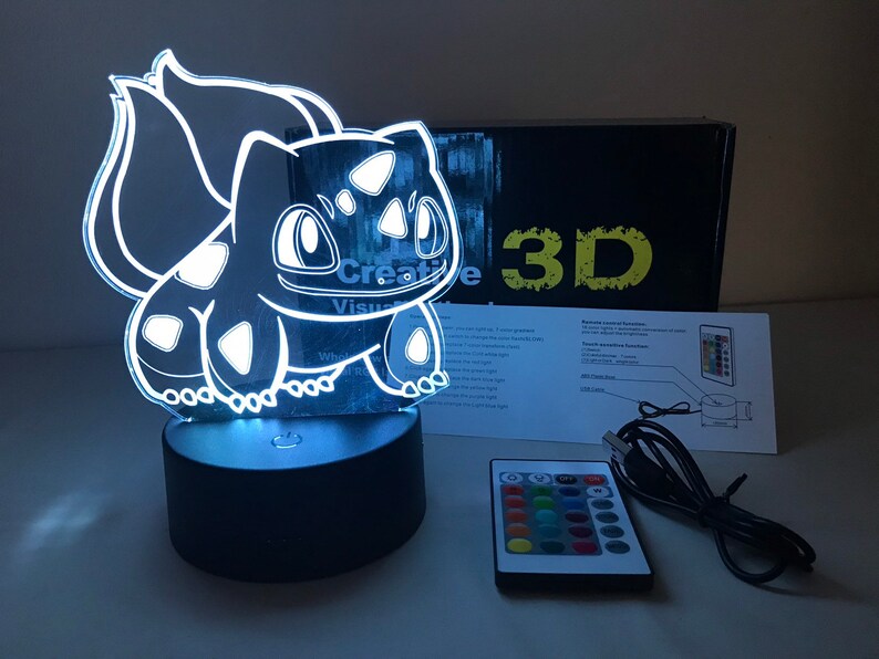 POKEMON BULBASAUR 3D Night Light Illusion Lamp Usb Remote - Etsy