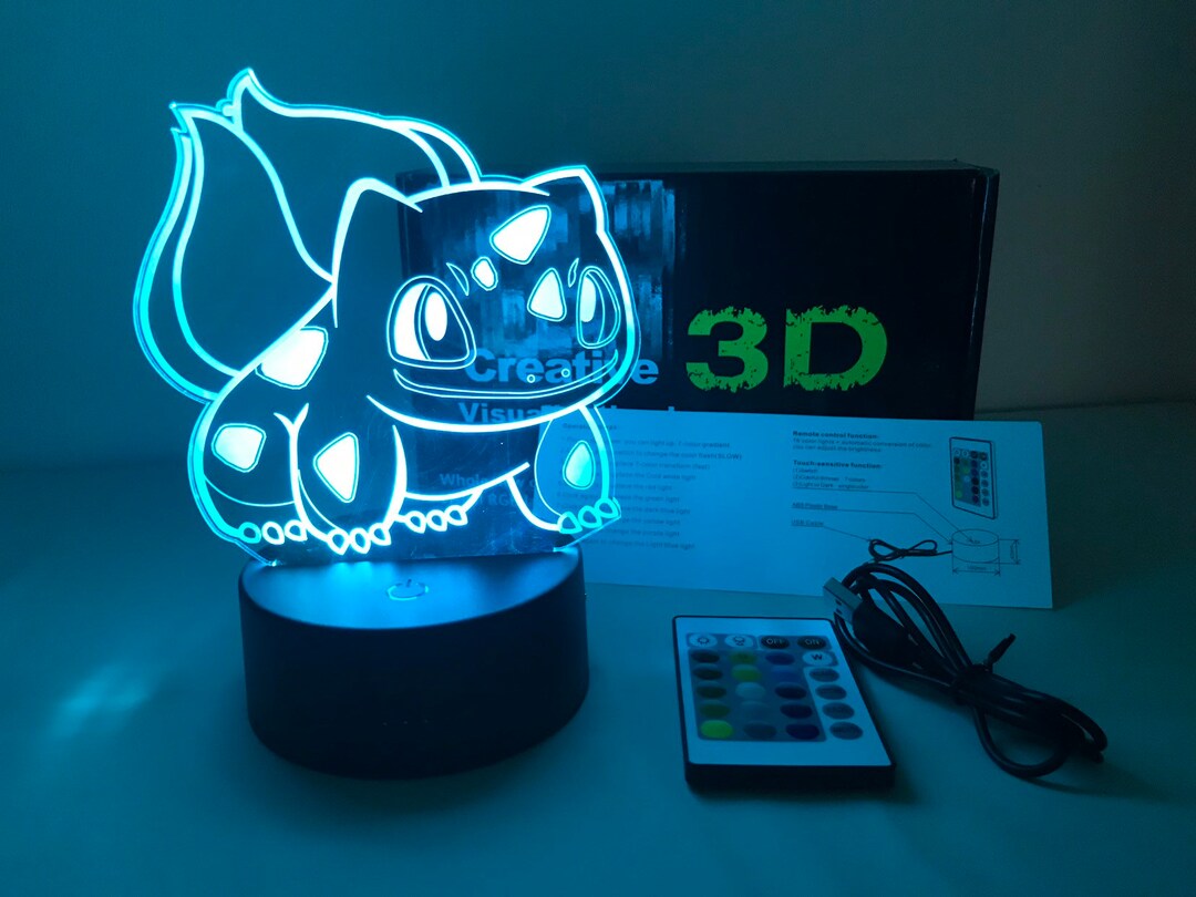 POKEMON BULBASAUR 3D Night Light Illusion Lamp Usb Remote - Etsy
