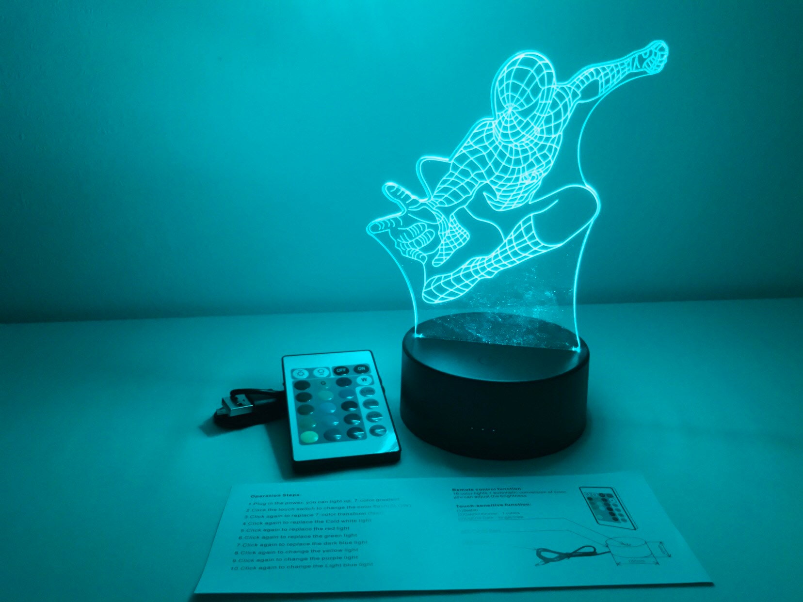 SPIDERMAN V2 3D Night Light Illusion Lamp Usb Remote Control - Etsy UK