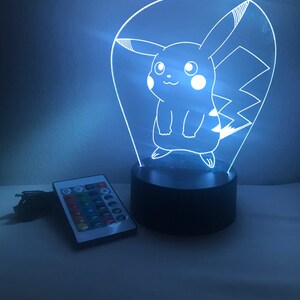 POKEMON PIKACHU Version 2 3D Night Light Illusion Lamp Usb Remote ...