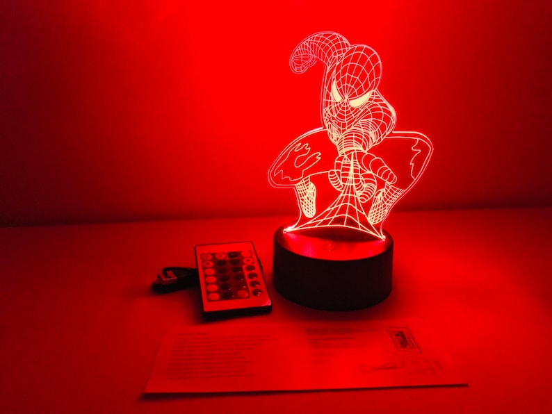SPIDERMAN 3D Night Light Illusion Lamp Usb Remote Control 16 | Etsy