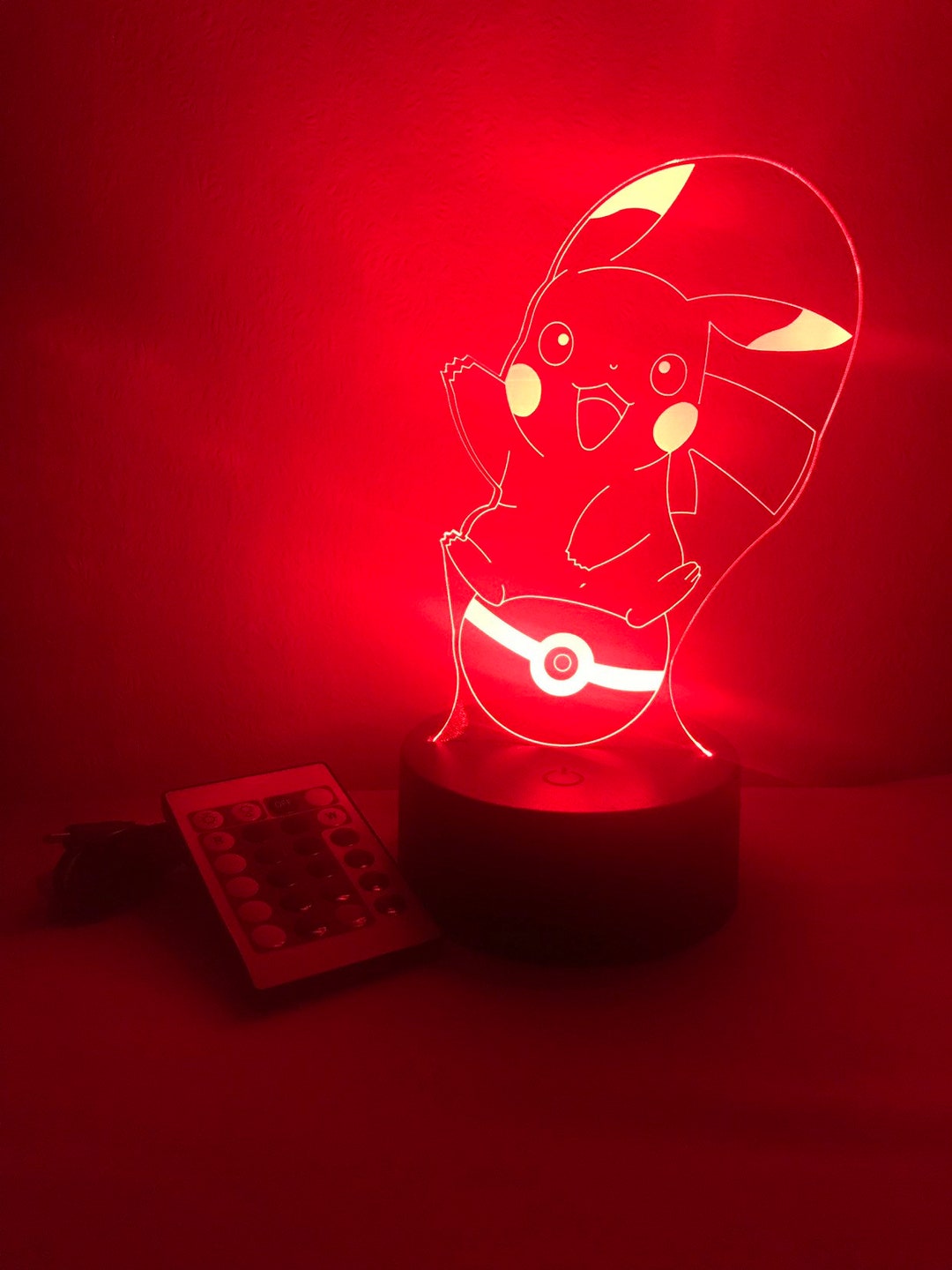 POKEMON PIKACHU 3D Version 1 Night Light Illusion Lamp Usb Remote ...