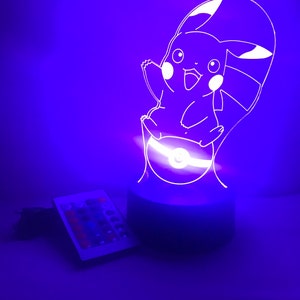 POKEMON PIKACHU 3D Version 1 Night Light Illusion Lamp Usb Remote ...